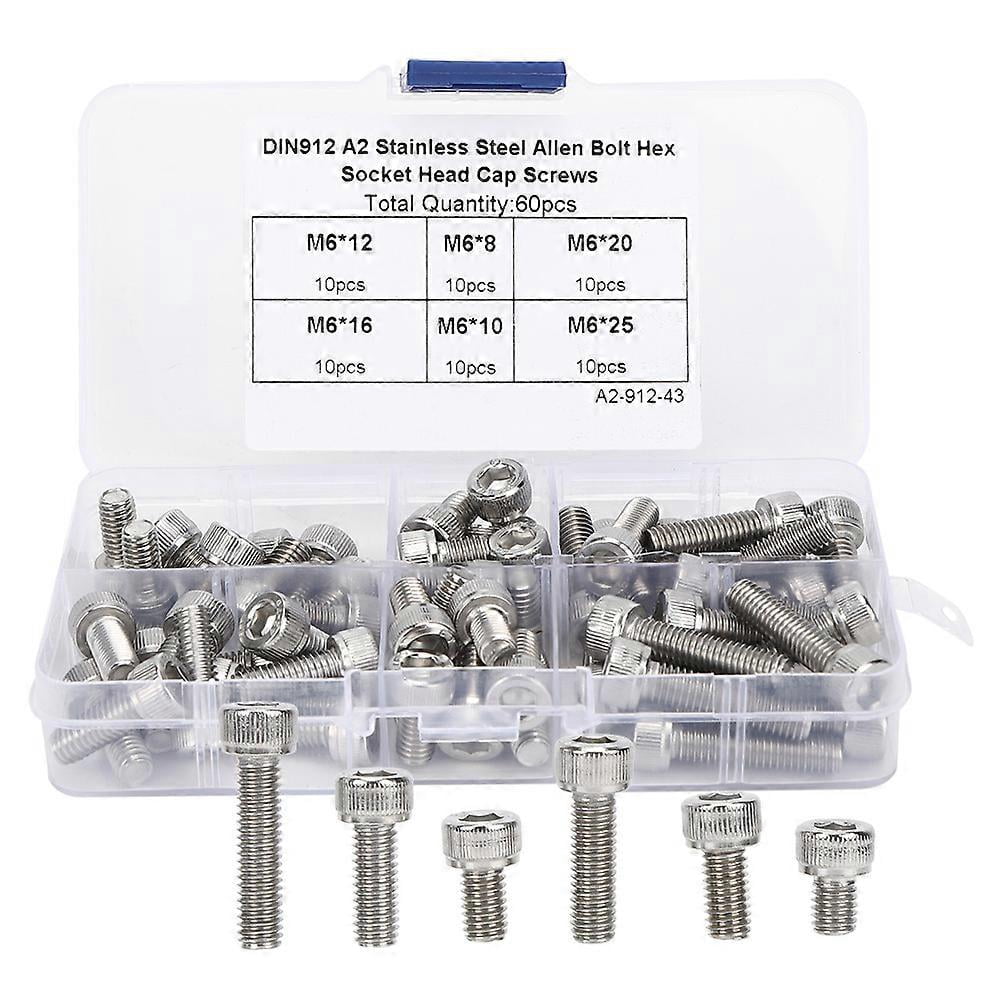 60pcs 304 Stainless Steel Hex Socket Head Cap Screws Set for ...