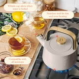 Beautiful 1.8L Ceramic Stovetop Tea Kettle Porcini Taupe with Whistle ...