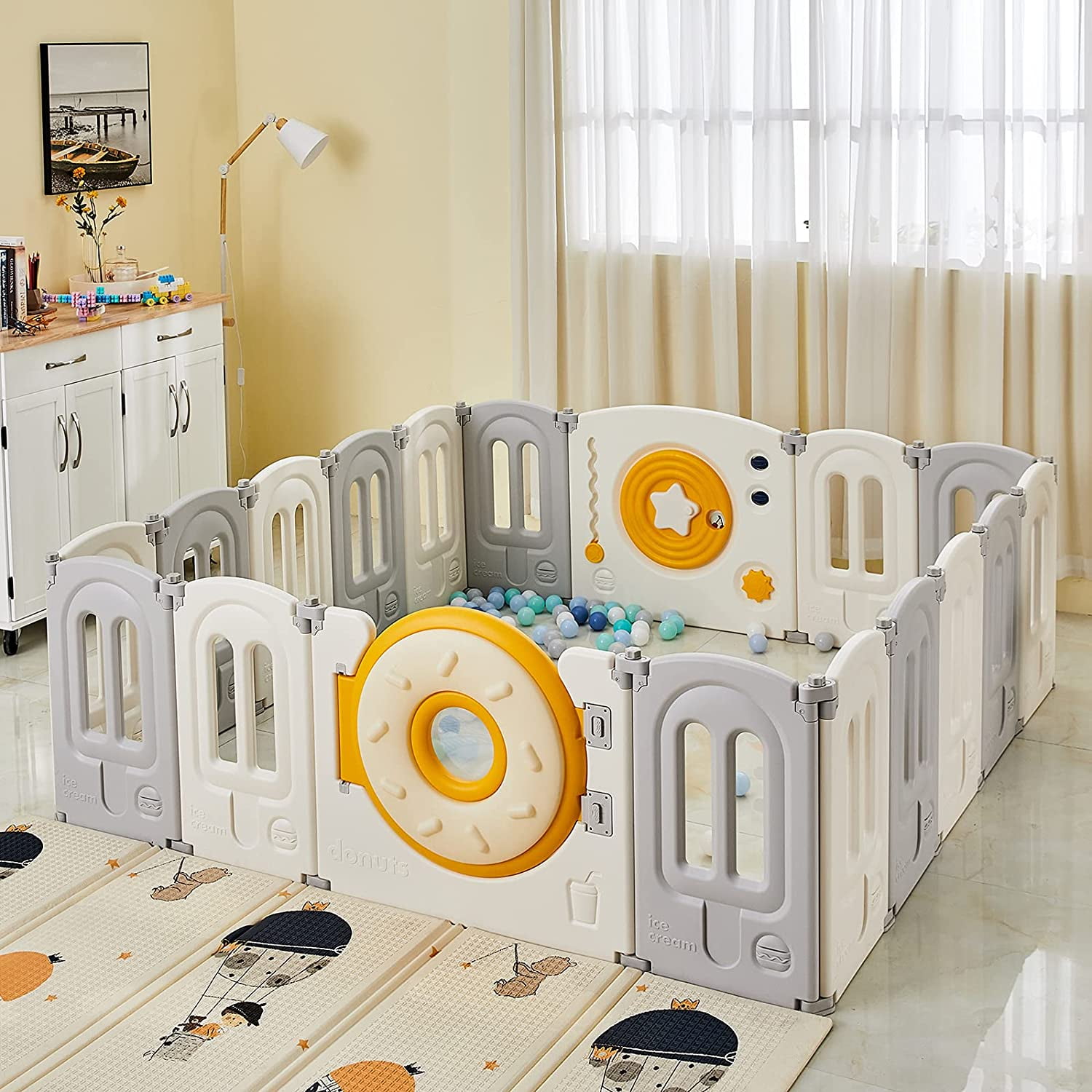 Buy lazyBuddy 18 Panels Foldable Baby Playpen Toddler Activity Center ...