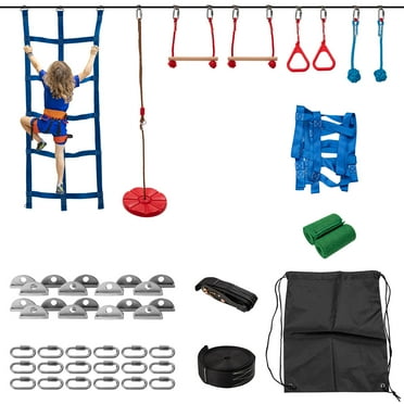 Dripex 60FT Ninja Warrior Obstacle Course for Kids - Double Ninja ...