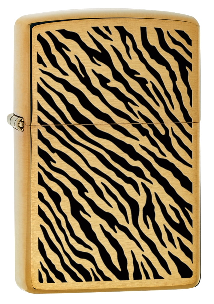 Zippo Lighter: Tiger Stripes - Brushed Brass - Walmart.com