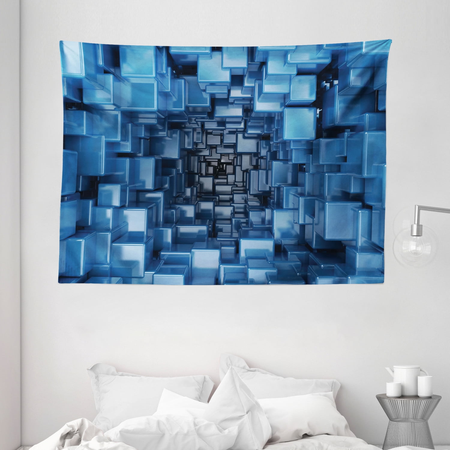 Abstract Decor Tapestry, Digital Stylized Dimensional Square Shaped ...