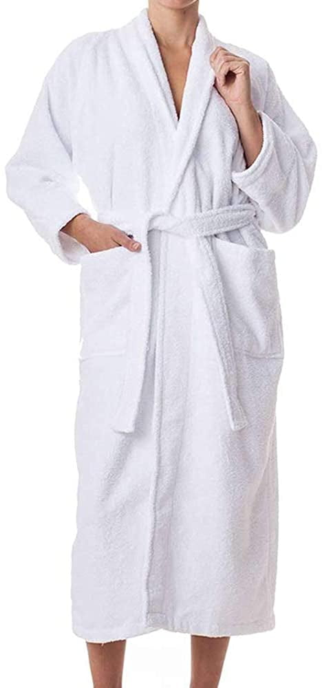 Luxury Shawl Collarwhite Terry Bathrobe Soft and Absorbent Premium ...