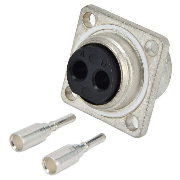 Domqga 2 Pin Socket Square Flange Screw Mounting Power Connector ...
