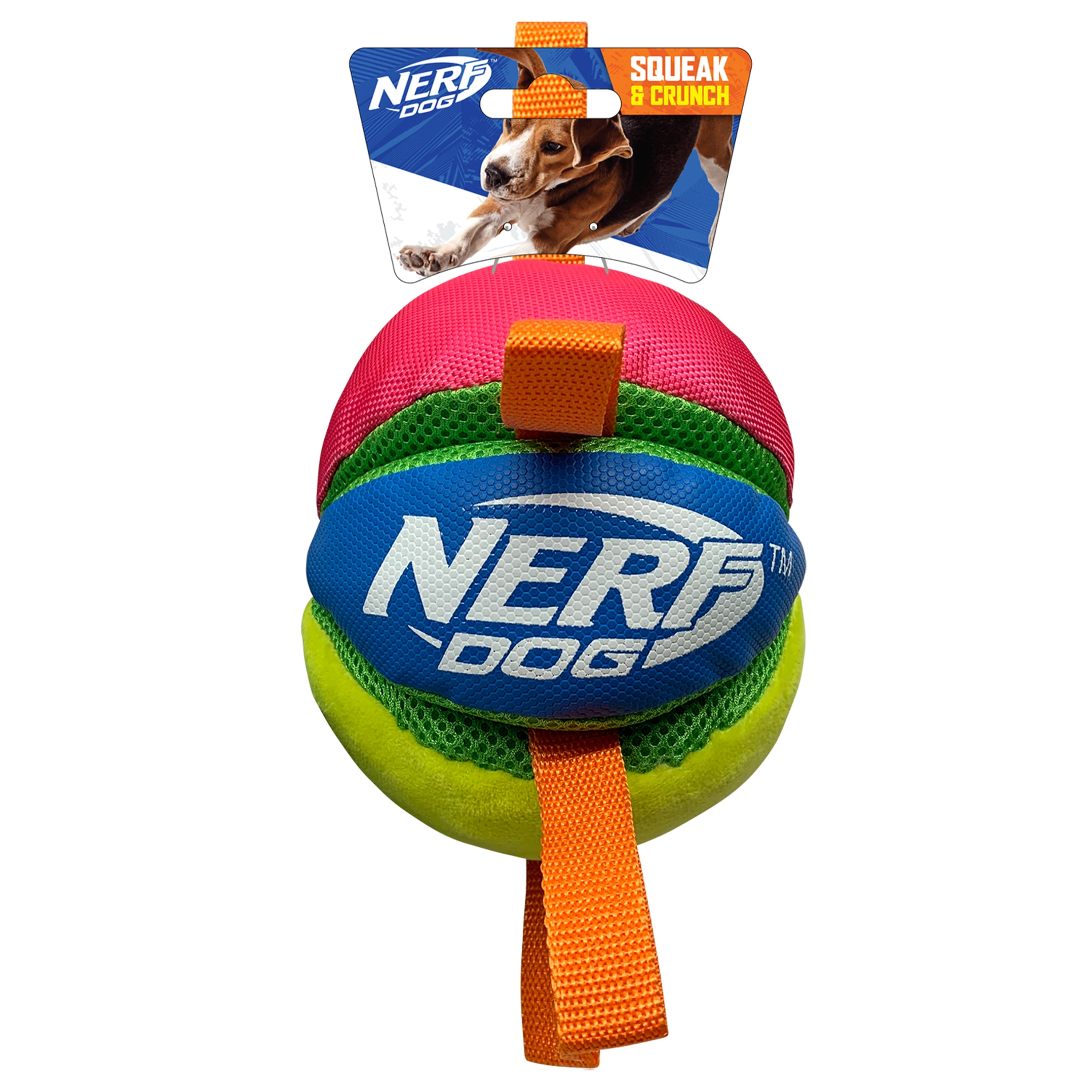 Nerf Dog Squeak & Crunch Wedgeball with Straps Fetch Dog Toy - Walmart.com