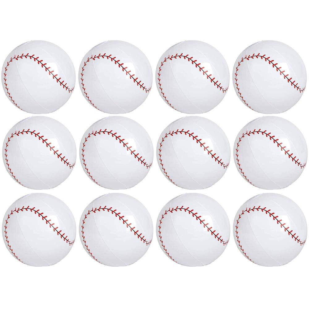 Kicko 9" Inflatable Baseball Toy - 12 Pieces of Squishy and Bouncy Ball ...