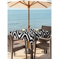 Black White Lattice Square Outdoor Tablecloth with Umbrella Hole ...