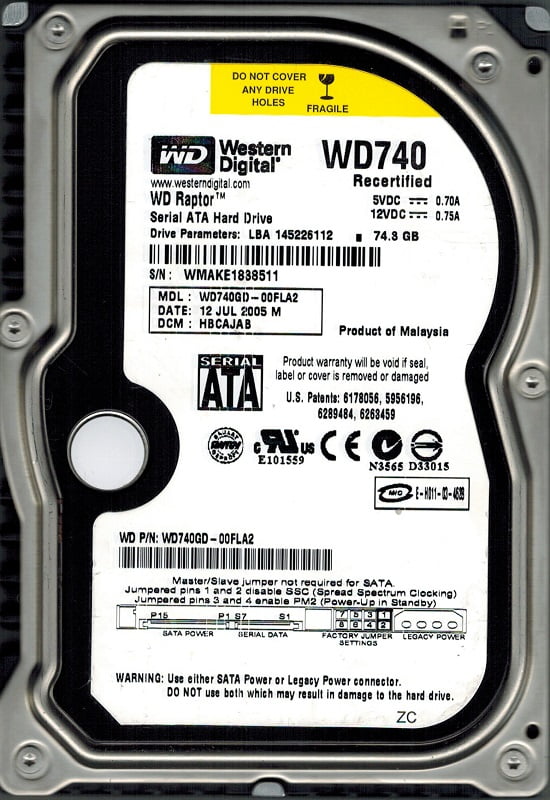 WD740GD-00FLA2 Western Digital DCM: HBCAJAB RAPTOR 74GB - Walmart.com