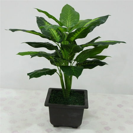 Large 50CM Evergreen Artificial Plant 25 Leaves Lifelike Bush Potted ...