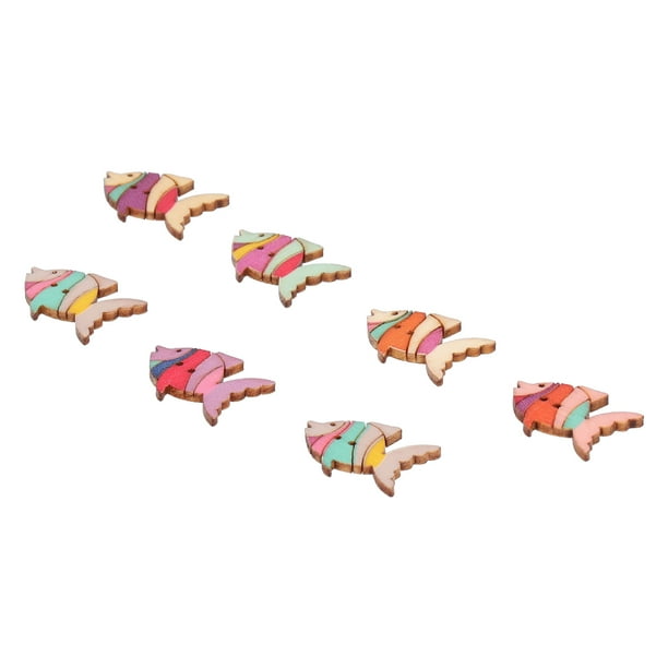 Wooden Buttons, Poplar Colorful Non- Cartoon Fish Button 50pcs For ...