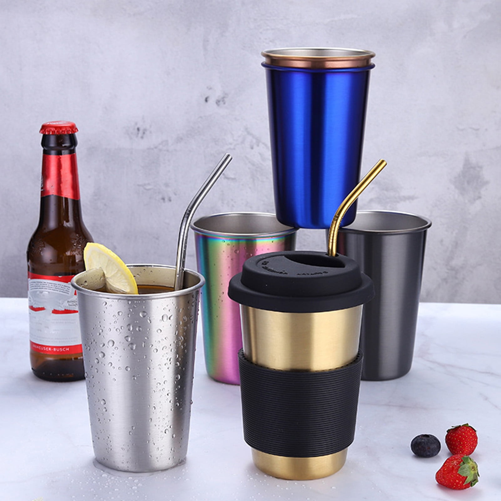 Hesroicy 1 Set Water Cup Food Grade Heat-Resistant Stainless Steel ...