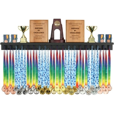 Medal Awards Rack Trophy Shelf and Award Display Rack (36" White) Medal ...