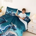 Aikeke Ice Dragon Queen Sheets 4 Pieces, Gradient Blue Crystal Animal ...