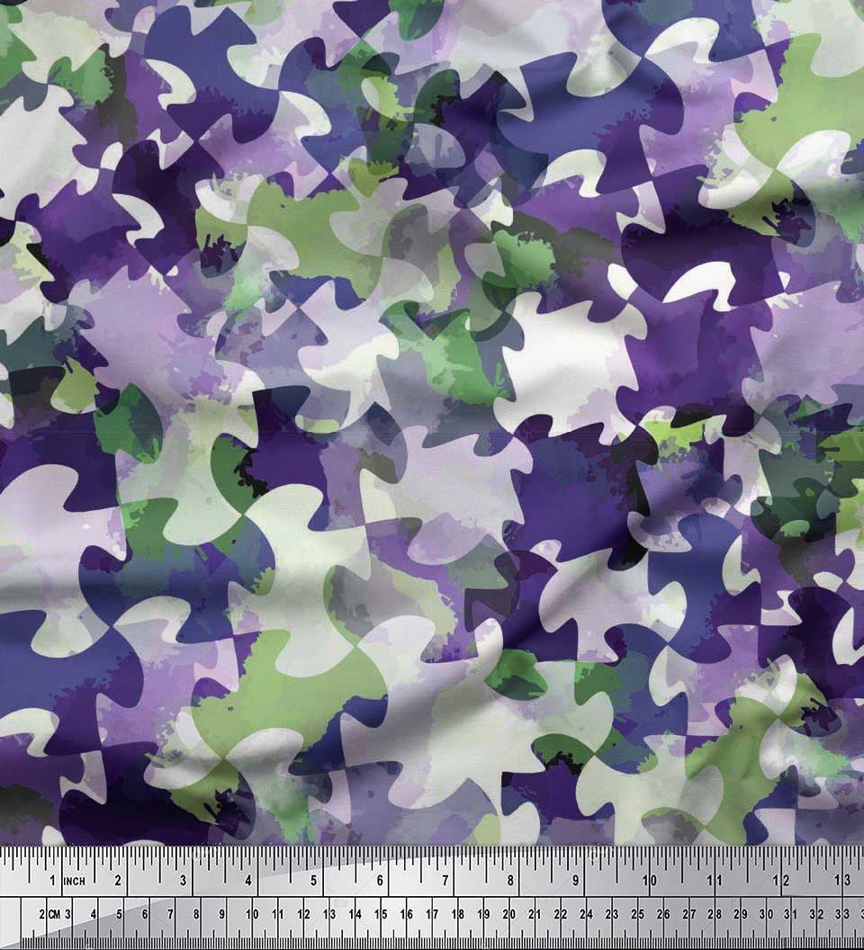 Soimoi Satin Silk Fabric Two Tone Camouflage Printed Craft Fabric by ...