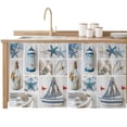 Blue Sailboat Cabinet Curtains 32" W x 55" L Ocean Blue White ...