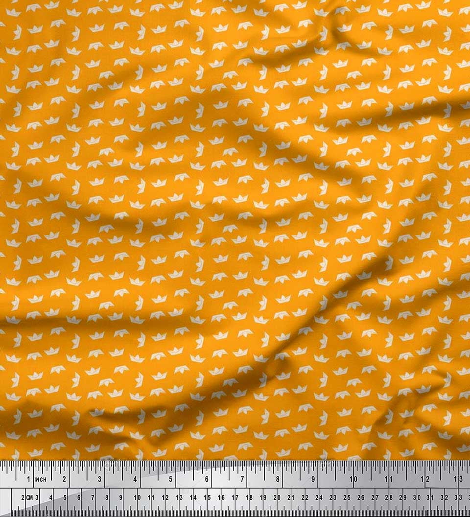 Soimoi Crepe Silk Fabric Paper Boat Art & Craft Print Fabric by Yard 42 ...