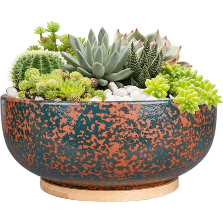 LZMY 10 Inch Large Terracotta Planter Succulent Plant Bowl Deep Flower ...