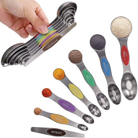 Magnetic Measuring Spoons Stainless Steel Double Sided Measuring Spoon ...