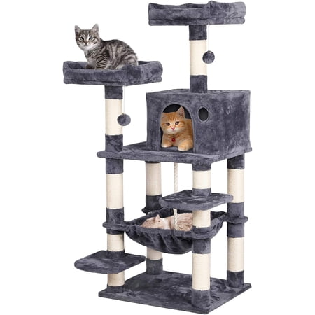 59'' Cat Tree Stand House Cat Tower Condo w/Scratching Posts, Large ...