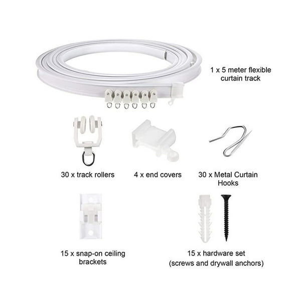 5 meters curved curtain Rail set PVC Rail Silent slide Rail can bend U ...