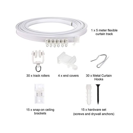 5 meters curved curtain Rail set PVC Rail Silent slide Rail can bend U ...