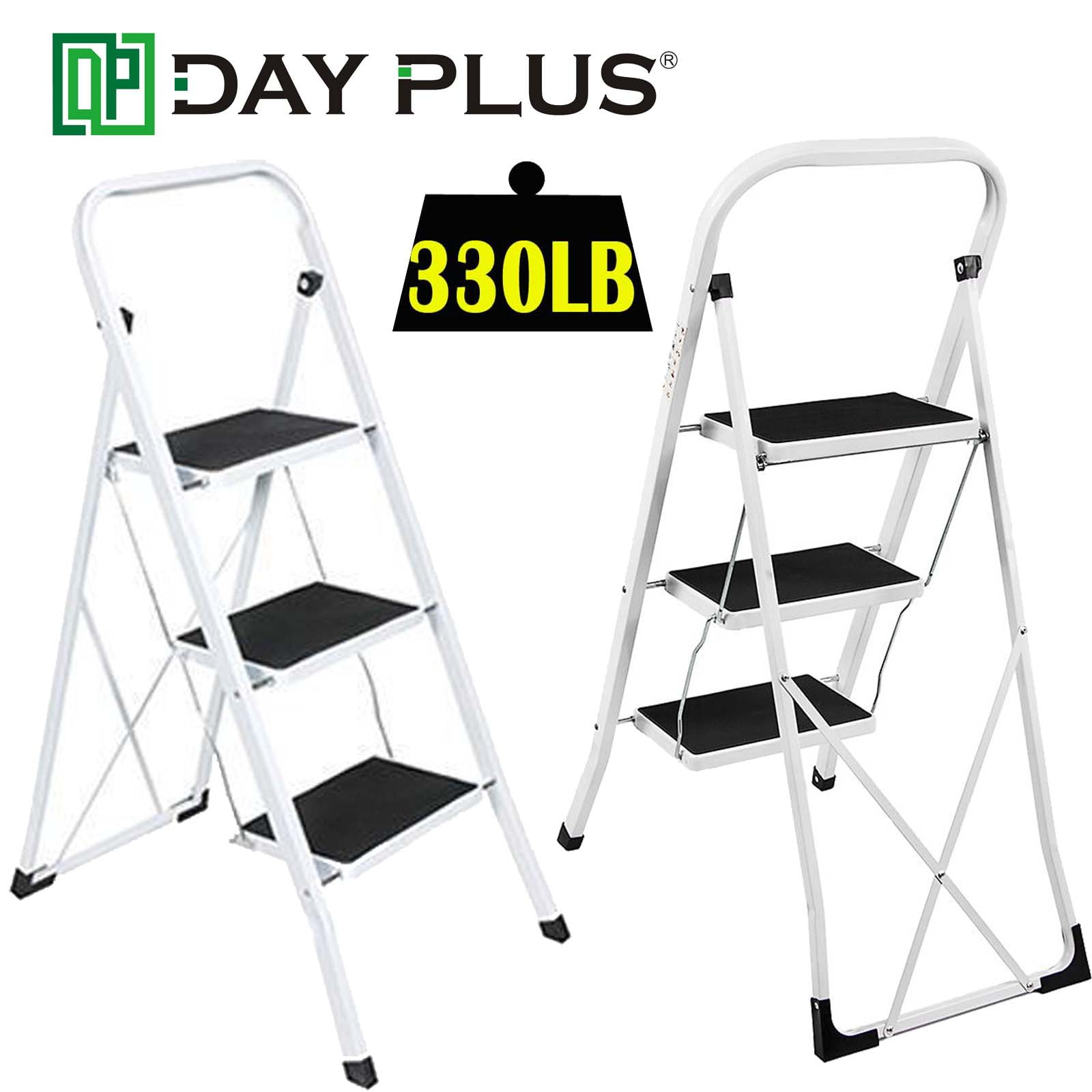 Dayplus Folding Small Single Folding Step Ladder, 3-Step Ladder Stool ...
