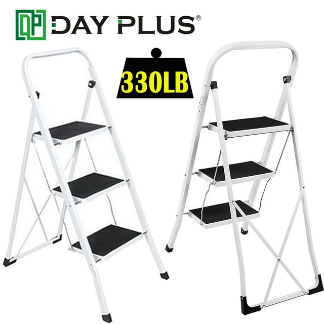 Dayplus Folding Small Single Folding Step Ladder, 3-Step Ladder Stool ...