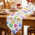Colorful Paw Print Table Runner Linen Burlap Table Runner 72 Inches ...