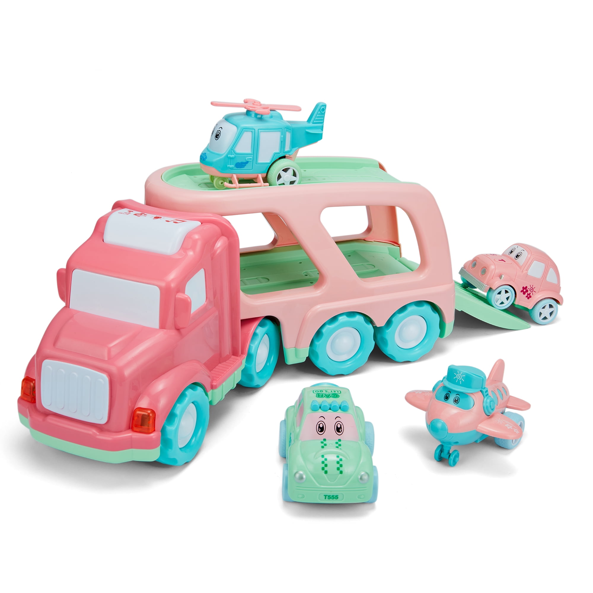 Transport Car Carrier Truck Toy With Sounds & Lights Removable Friction ...