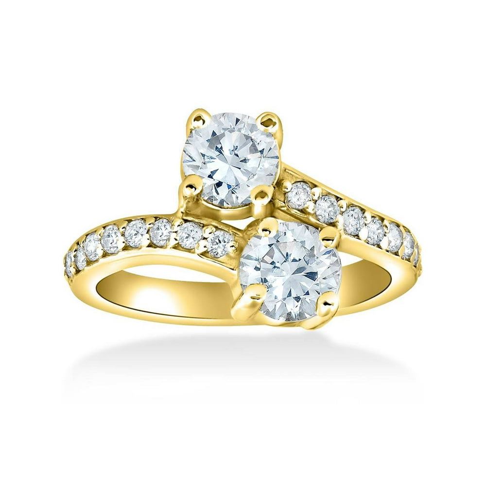 Pompeii3 - 2 Ct Forever Us 2 Stone Diamond Engagement Ring 14k Yellow ...