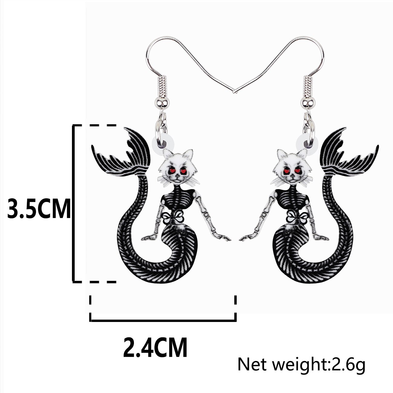 Cat Mermaid Skeleton Earring Earrings Acrylic Death Skeleton Women Bone ...