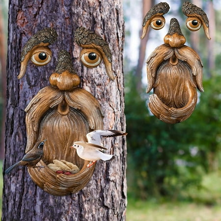 2022 Unique Resin Bird Feeders, Tree Faces Decorations Outdoor, Yard ...