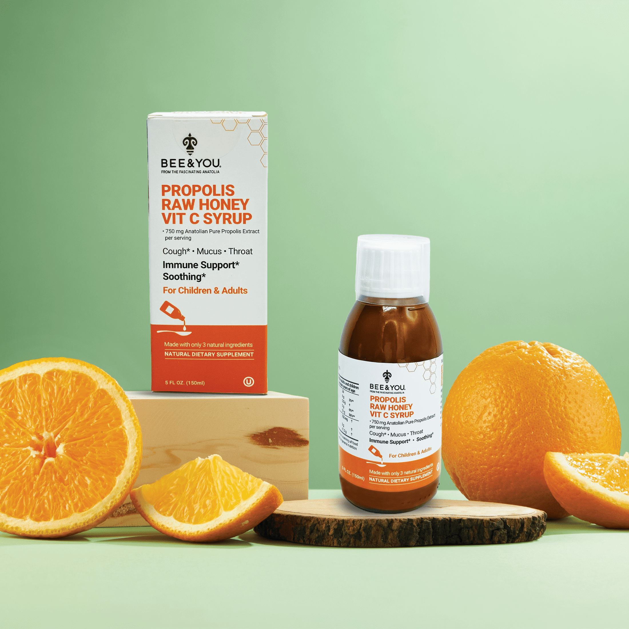 BEE&YOU Propolis, Vitamin C, Honey Cough Syrup-Natural Immune Support ...