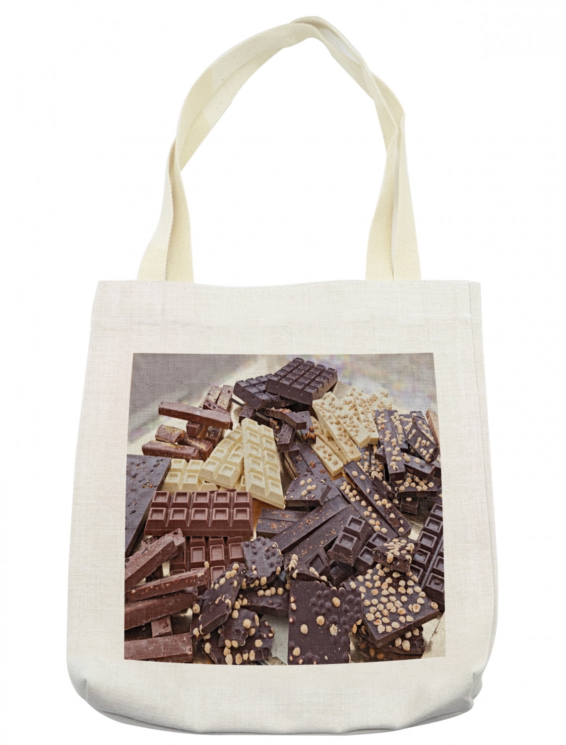Chocolate Tote Bag, Pile of Assorted Chocolate Bars Black and White ...