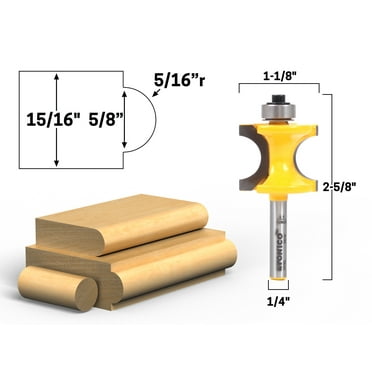 Yonico 1/2" Radius Round Over Edge Forming Router Bit - 1/4" Shank ...