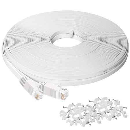 Ethernet Cable 100 ft, Cat6 Flat Internet Cable,Extra Long LAN Network ...