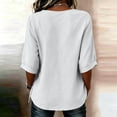 Ayolanni Side Tie Shirts for Women V-Neck 3/4 Sleeve Cotton Linen Solid ...