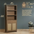 ARKANTOS Rattan 5 Shelf Bookcase with Doors Adjustable Shelf and ...