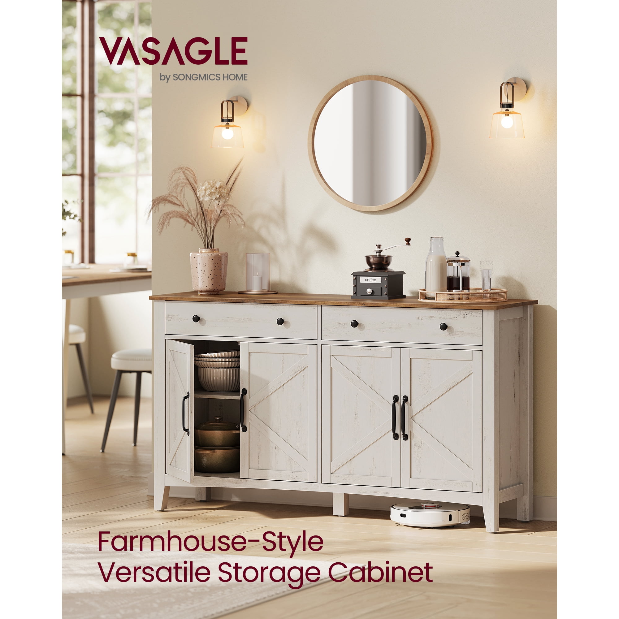 Click here for Vasagle Farmhouse Coffee Bar Cabinet With 2 Drawer... prices