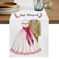 Bridal Shower Table Runner 13x72 Inch Just Married Wedding Dress Groom ...