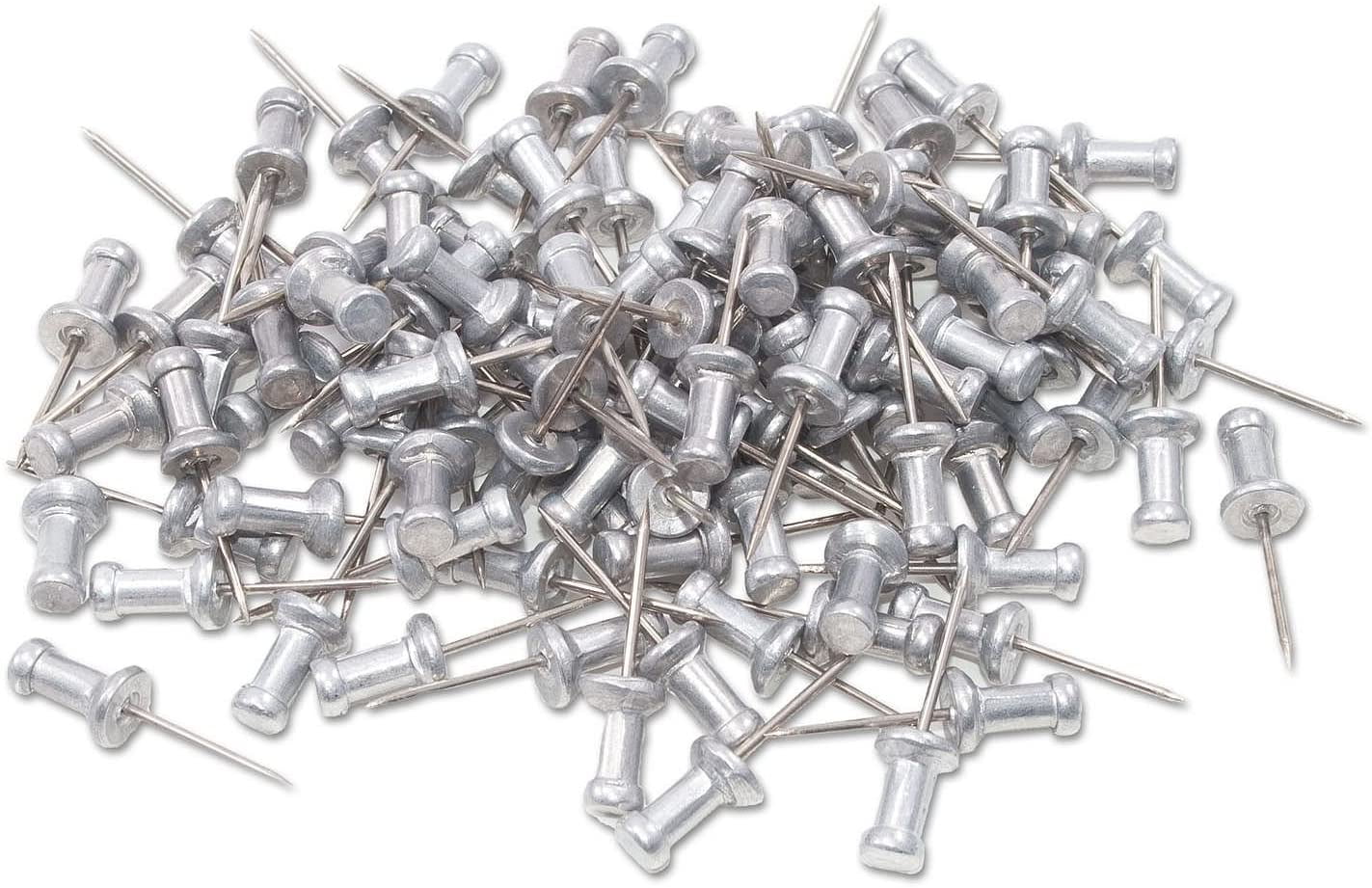 Aluminum Head Push Pins, Steel 5/8" Point, Silver, 100 per Box [Set of ...