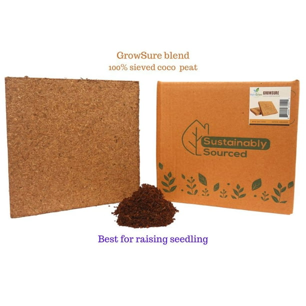 Coco coir blocks - GrowSure blend (5x1 kg), expands to 2.5 cu ft ...