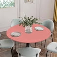 Fitted Tablecloth for Round Table, Coral Red Table Cover with Elastic ...