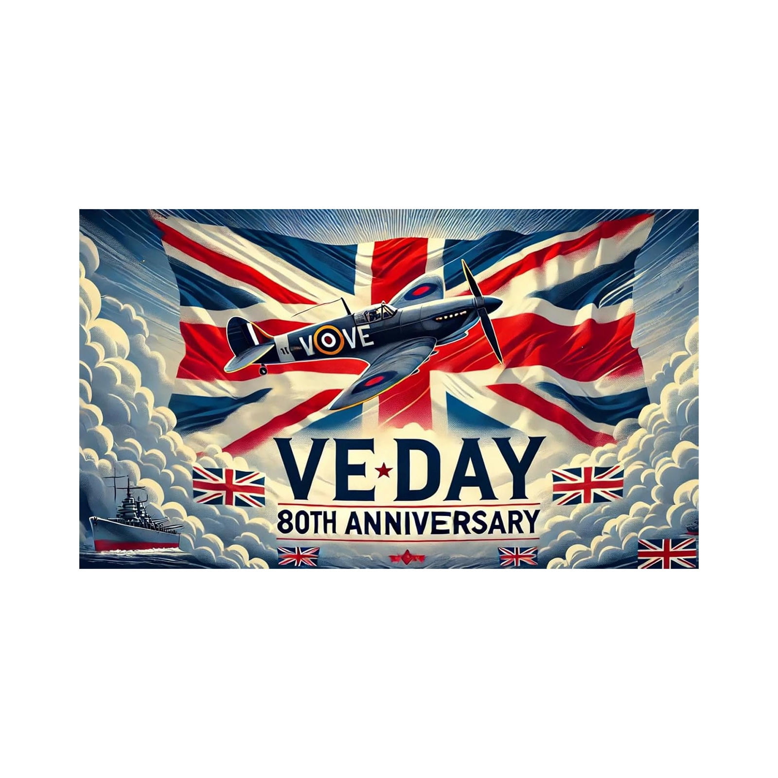 fsxdhpcsgfc 2025 VE Day 80th Anniversary 3 X 5ft Flag Banner ...