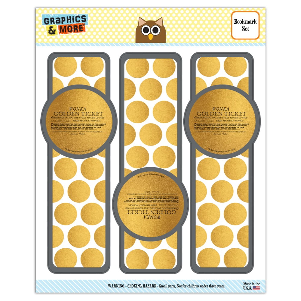 Willy Wonka and the Chocolate Factory Golden Ticket Set of 3 Glossy ...