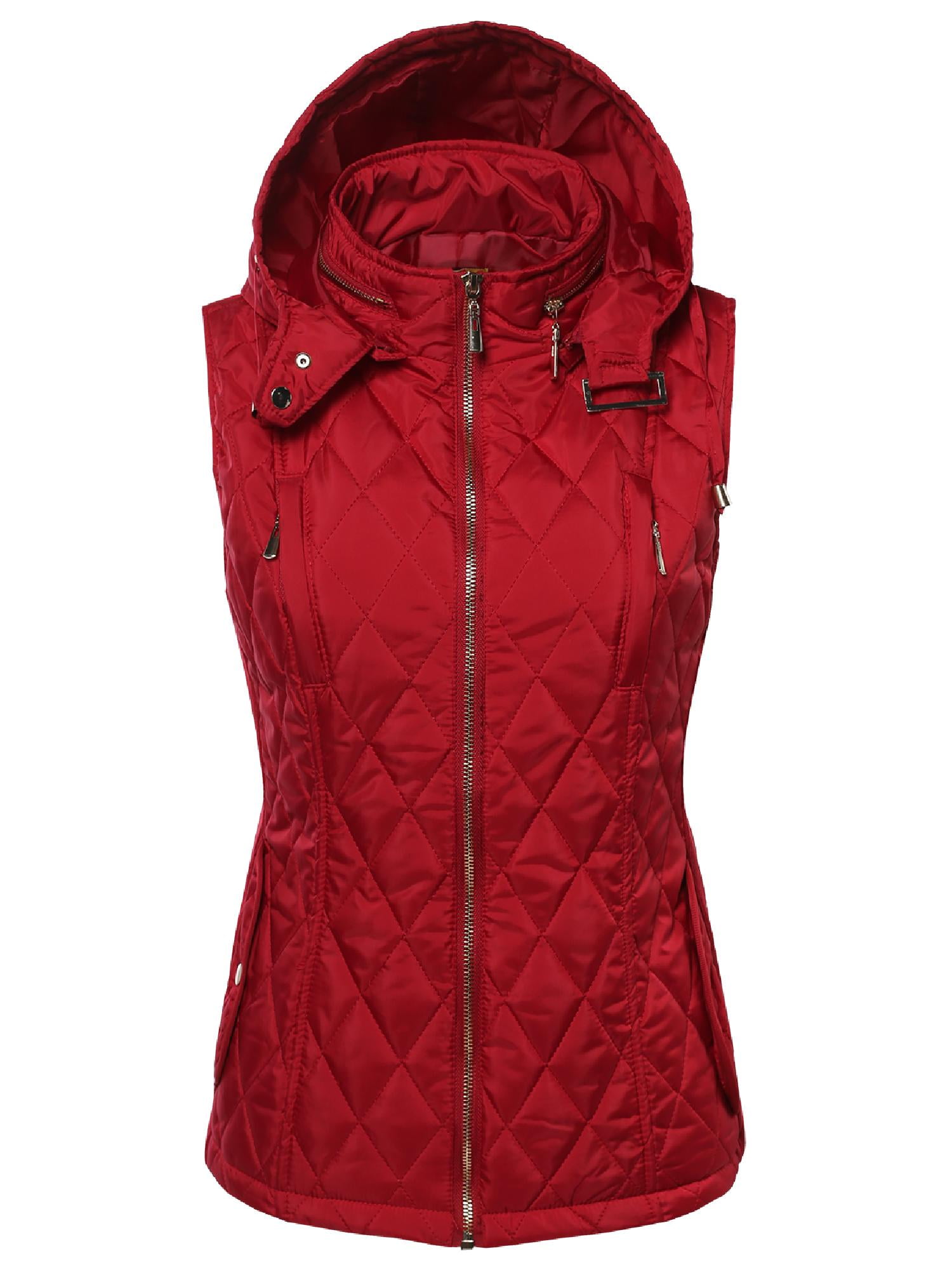 FashionOutfit Women's Quilted Zip Up Vest with Detachable Hood ...