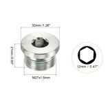 Uxcell M27*1.5 Internal Hex Head Pipe Fitting Plug, Male Thread 45# Steel Socket Plug with ...