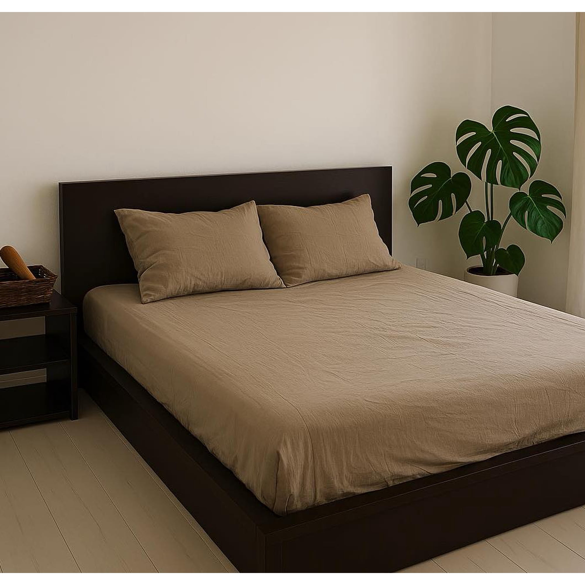 Click here for Q Vita 100 Linen Fitted Sheet Set - Queen Size  3-... prices