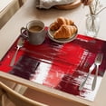 Abstract Art Cotton Linen Placemats Set of 2, Vintage Red Gray Mottled ...
