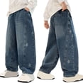 Boys Baggy Jeans Relaxed Fit Straight Leg Denim Pants with Pockets ...